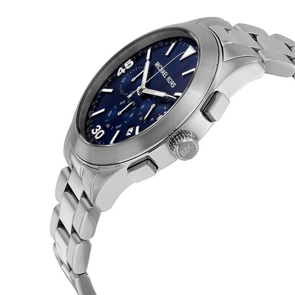Michael Kors | Accessories | Michael Kors Blue And Silver Chronograph ...